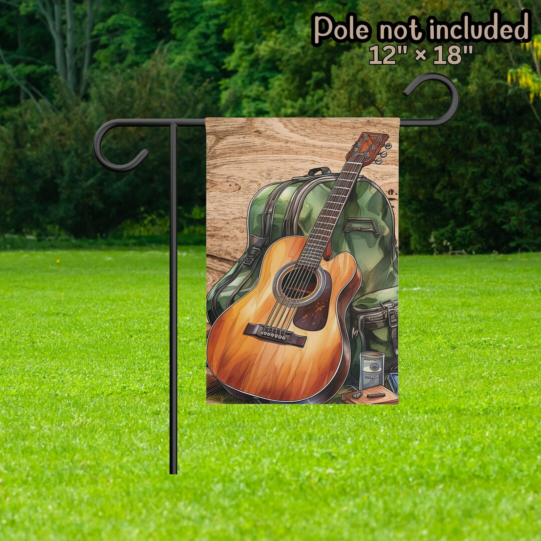 Guitar Musician Outdoor Garden Flag, Patio Yard Decoration, Campground ...