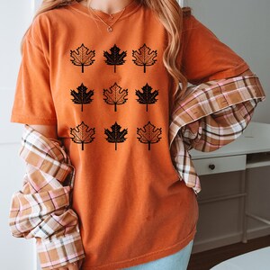 Maple Leaf T-shirt, Fall Leaves Pattern Shirt, Autumn Fall Foliage ...