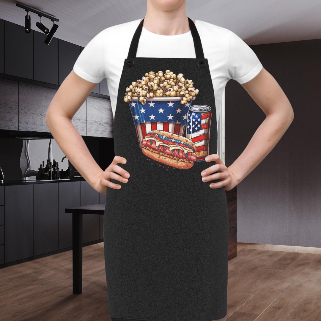 American Flag Picnic Barbeque Apron - Kitchen Cooking Apron, BBQ Grill ...