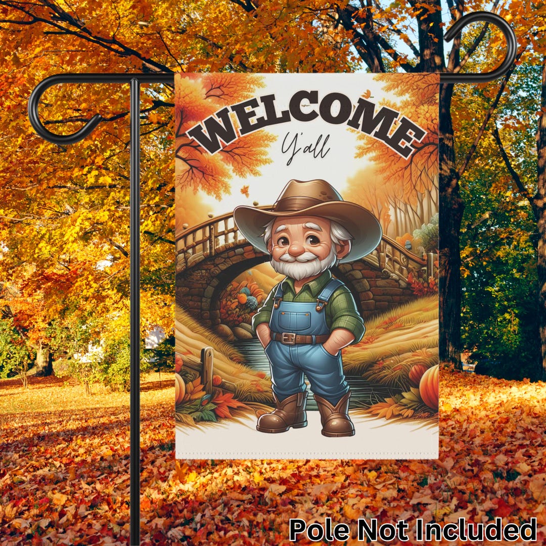 Homesteader Welcome Y'all Banner, Grandpa Autumn Cartoon Grandma Farmer ...