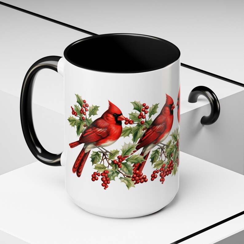 Red Christmas Cardinal Bird Mug, Holiday Party Favor Drinkware ...
