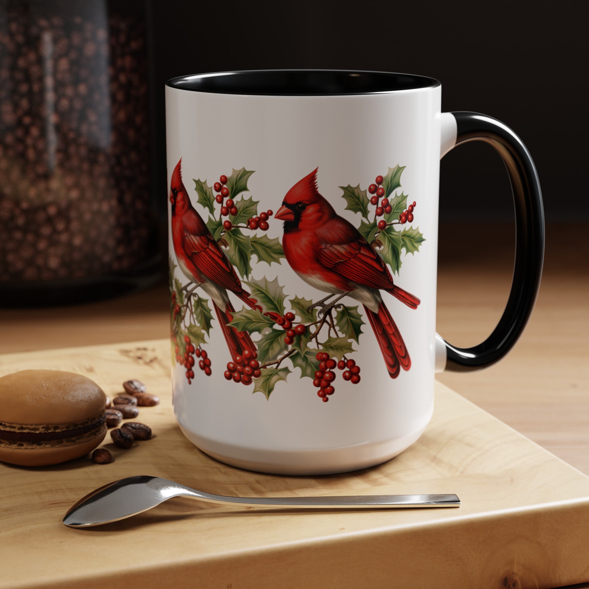 Red Christmas Cardinal Bird Mug, Holiday Party Favor Drinkware ...