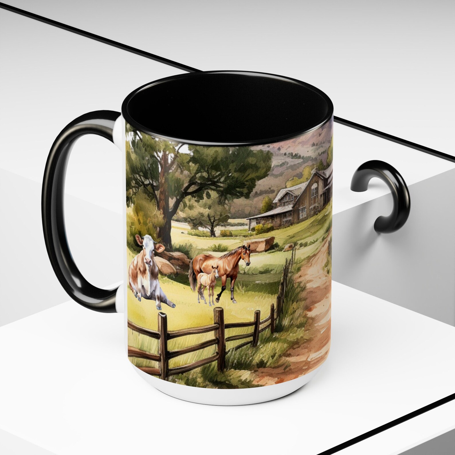 Barnyard Farm Animal Large 15oz Coffee Mug, Cow Dinnerware Home Decor ...