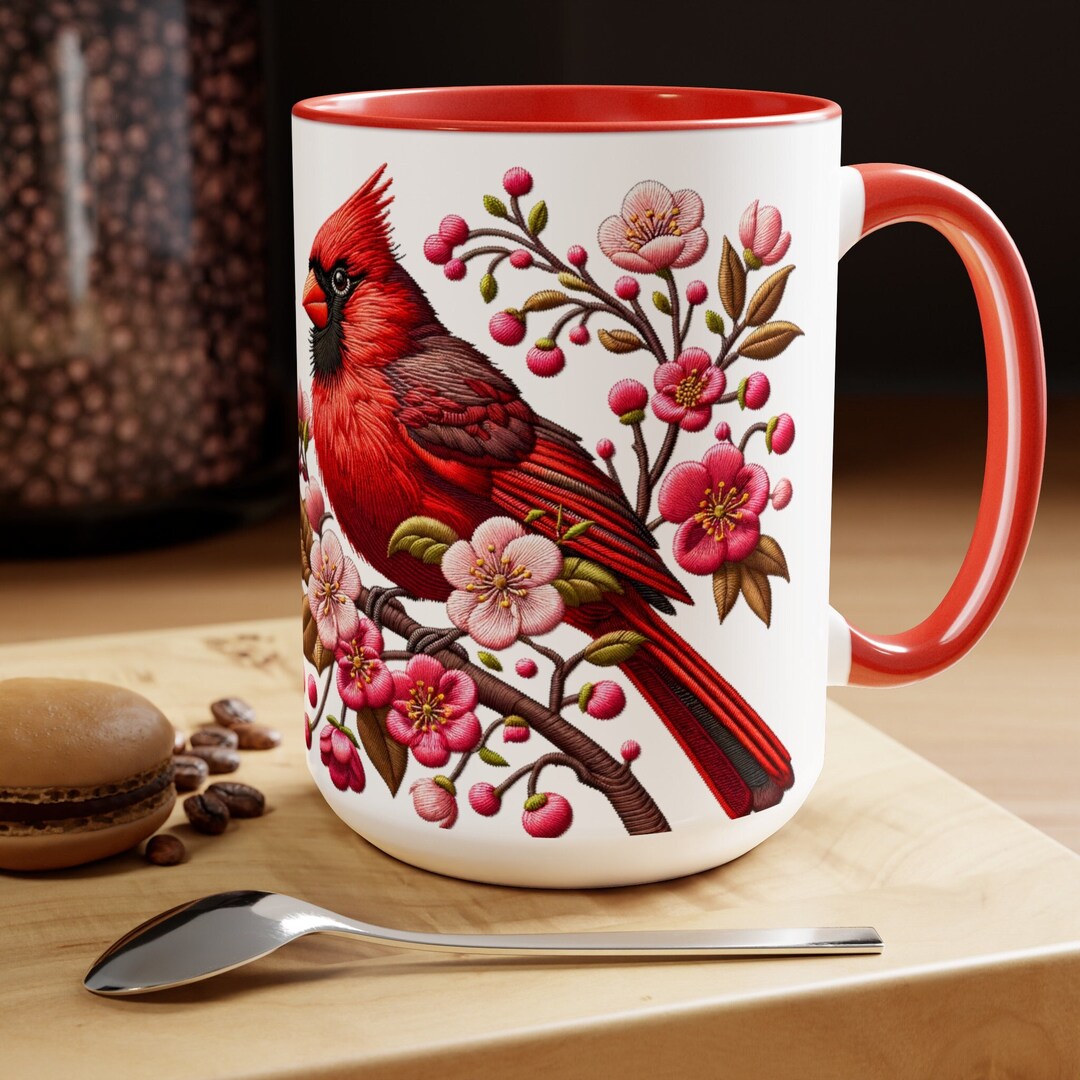 Cardinal Bird Wildflower Mug, Large Floral Botanical Flower Nature ...