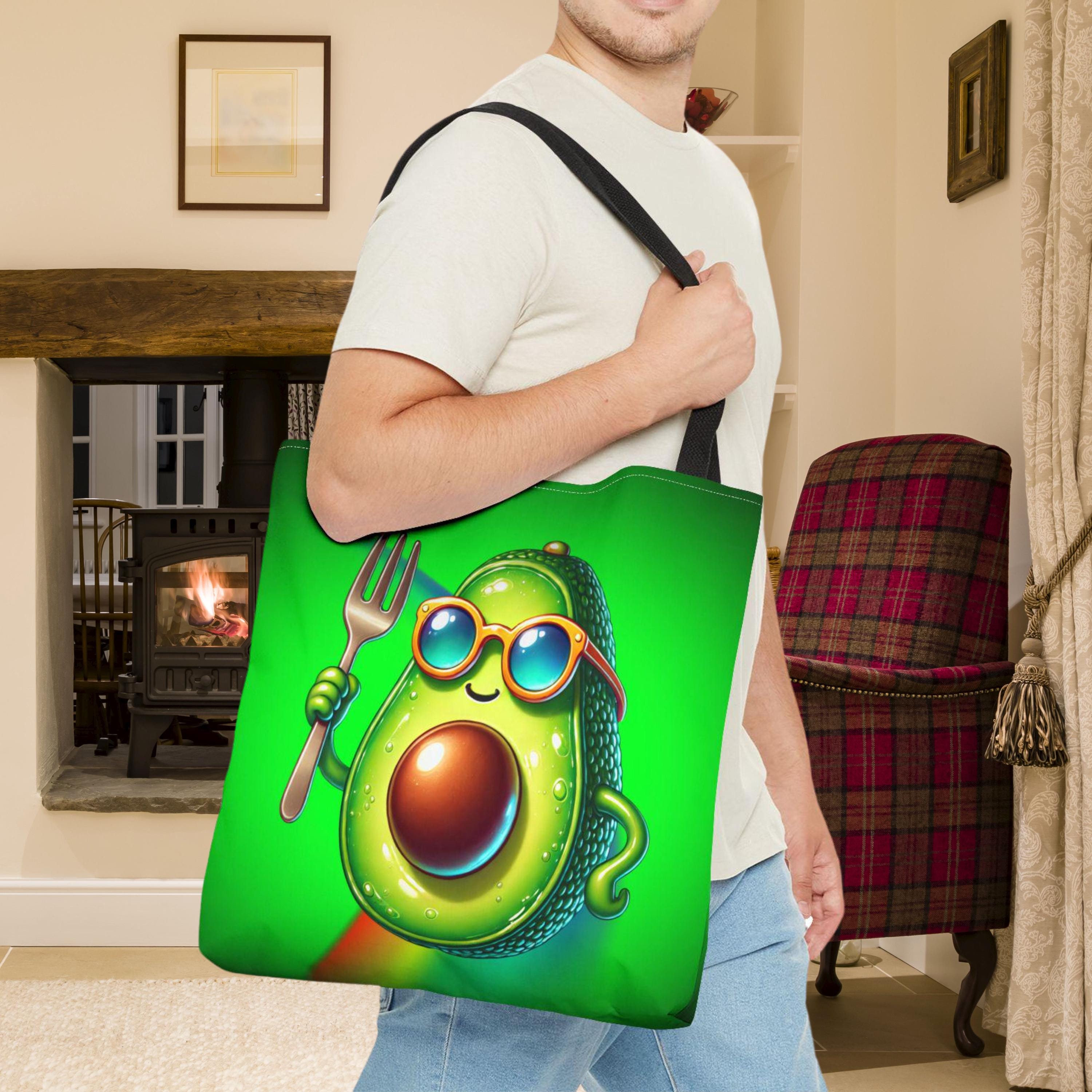 Avacado Tote Bag, Retro Rainbow Shopping Bag, Mexican Anime Mascot Food ...