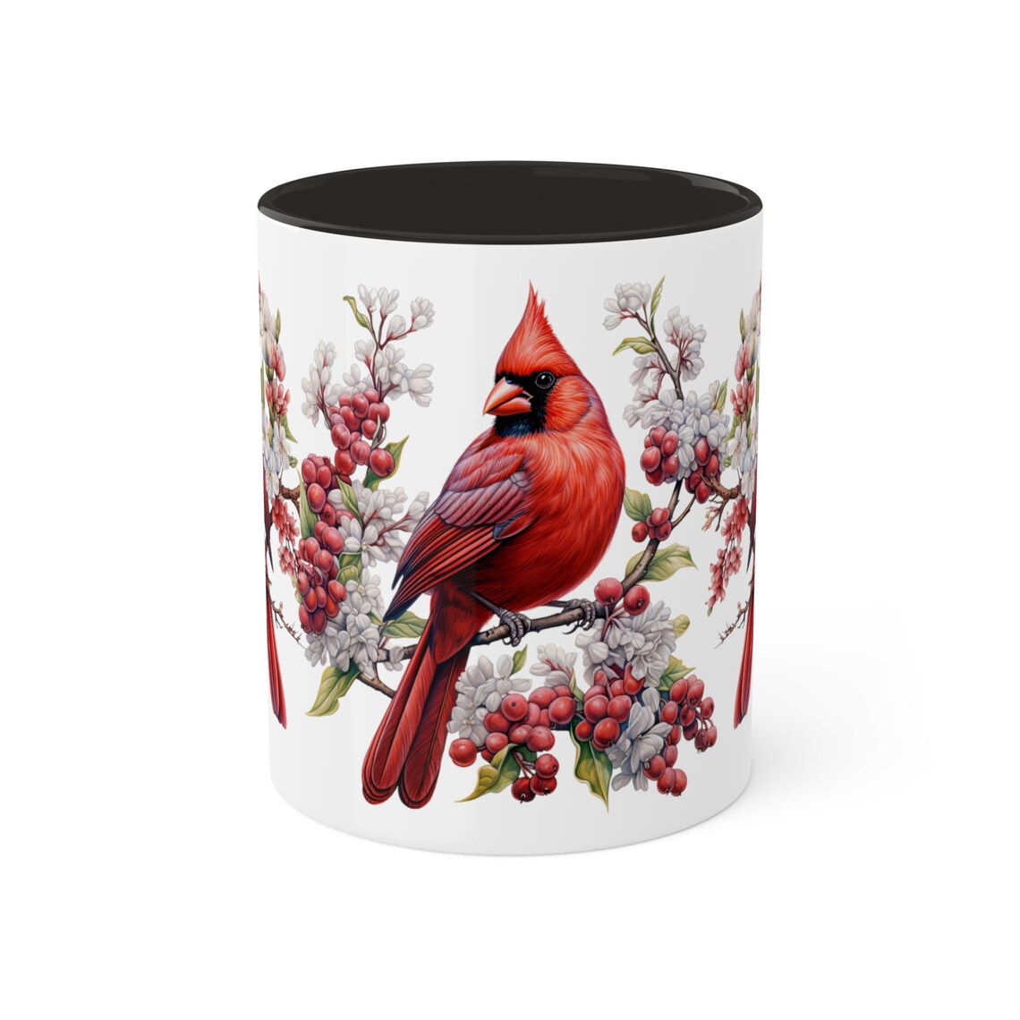 Red Cardinal Bird Mug, Winter Bird and Berries, Love Bird Watching Gift ...