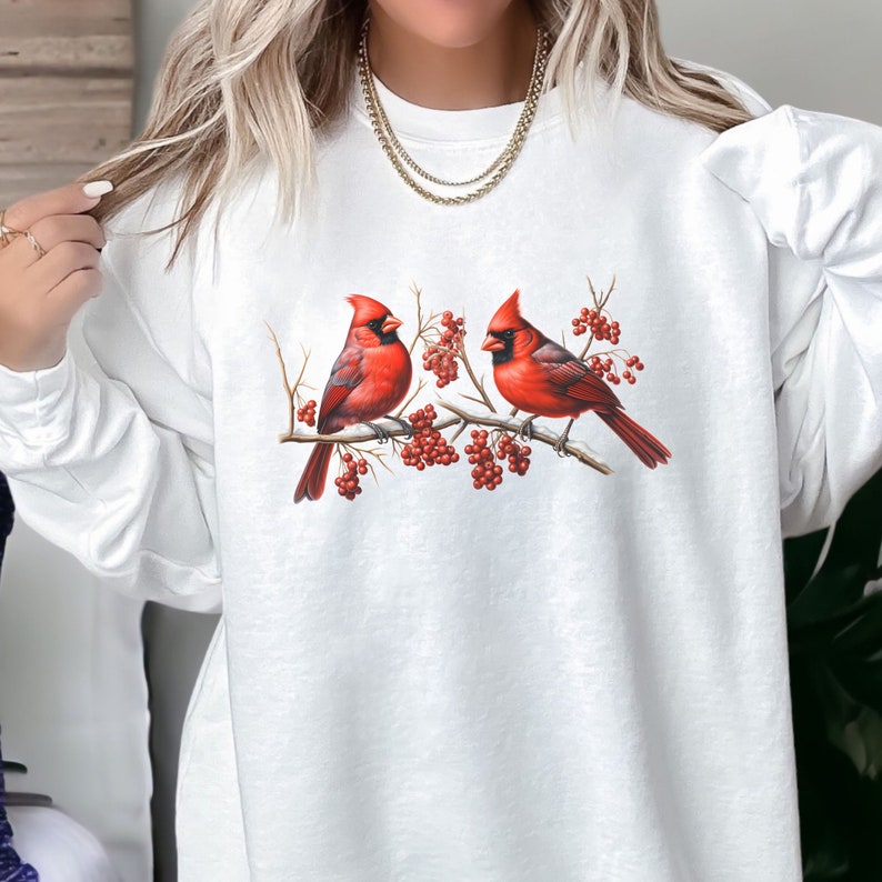 Cardinal Bird Sweatshirt, Red Cardinal Winter Shirt, Womens Wildlife ...