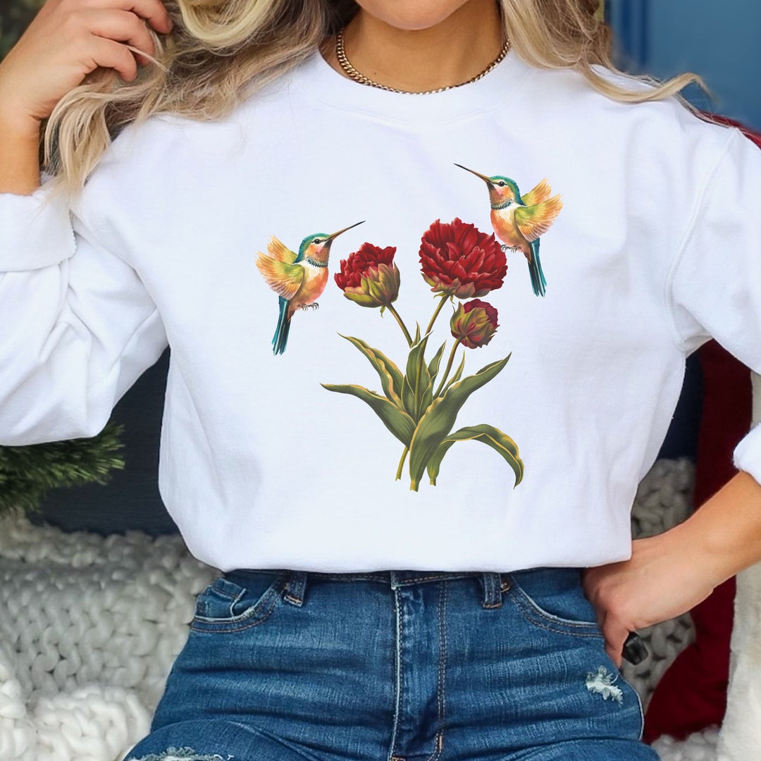 Hummingbird Sweatshirt, Spring Bird Lover Top, Bird Watcher Shirt ...