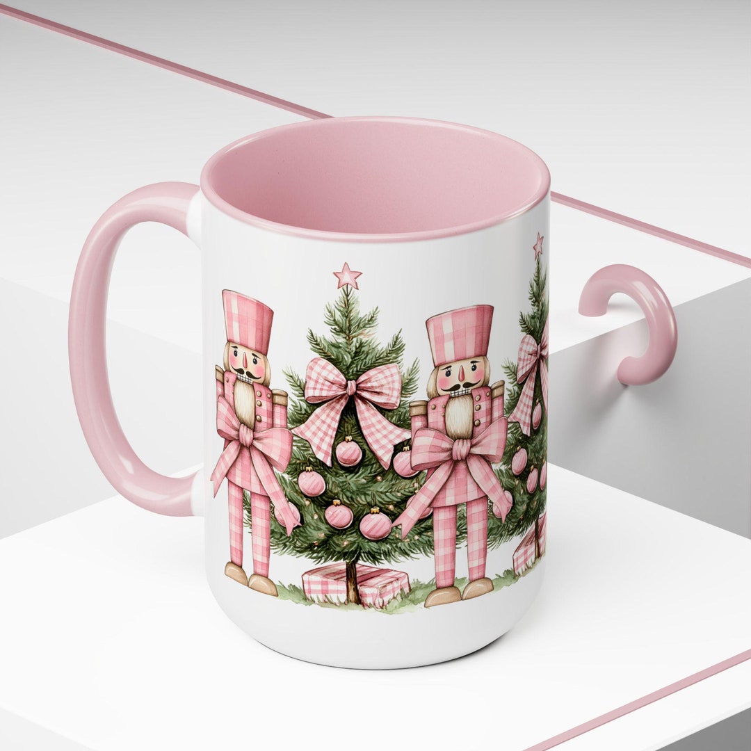 Pink Coquette Nutcracker Christmas Mug, Xmas Dinnerware Dishes Holiday ...