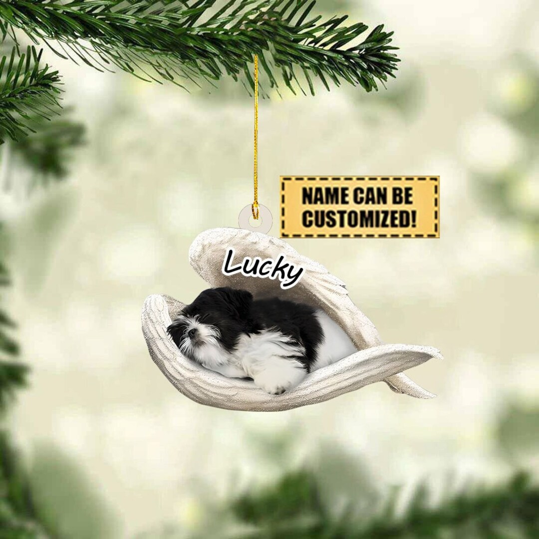 Personalized Shih Tzu Angel Sleeping Car Ornament in the Wings Ornament ...