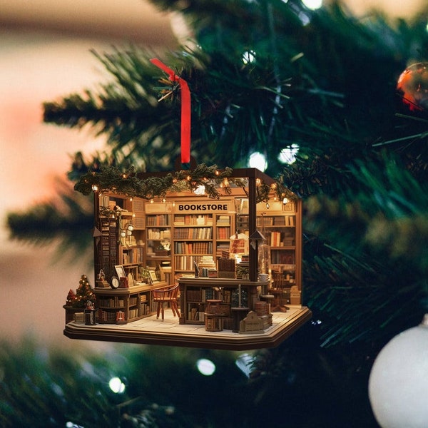 Christmas Bookstore Ornament - Etsy