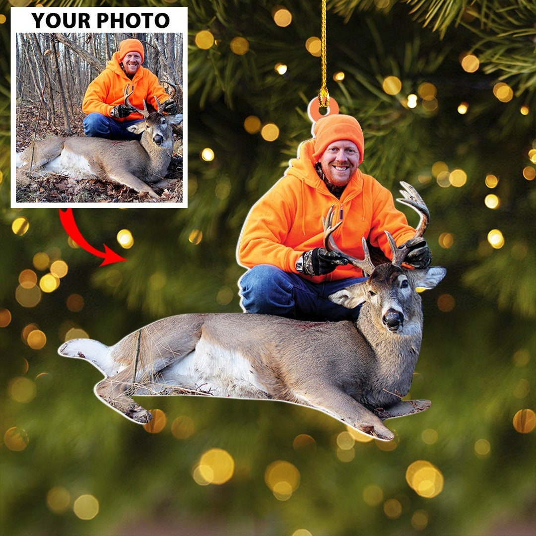 Custom Photo Hunting Ornament, Hunting Ornament, Gift for Deer Hunting ...