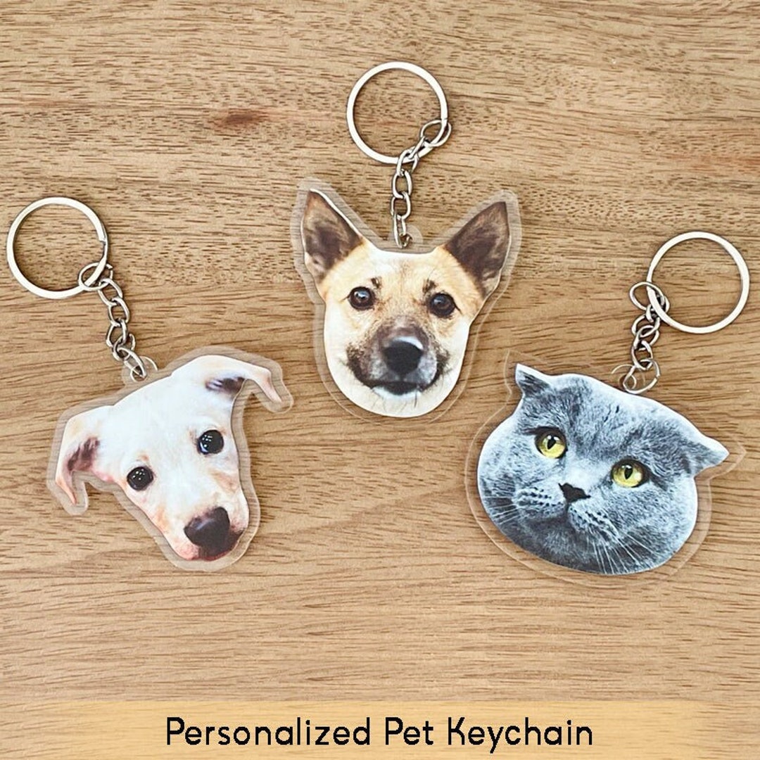 Custom Printed Any Photo Dog Cat Pet Keychains, Custom Acrylic Keychain ...