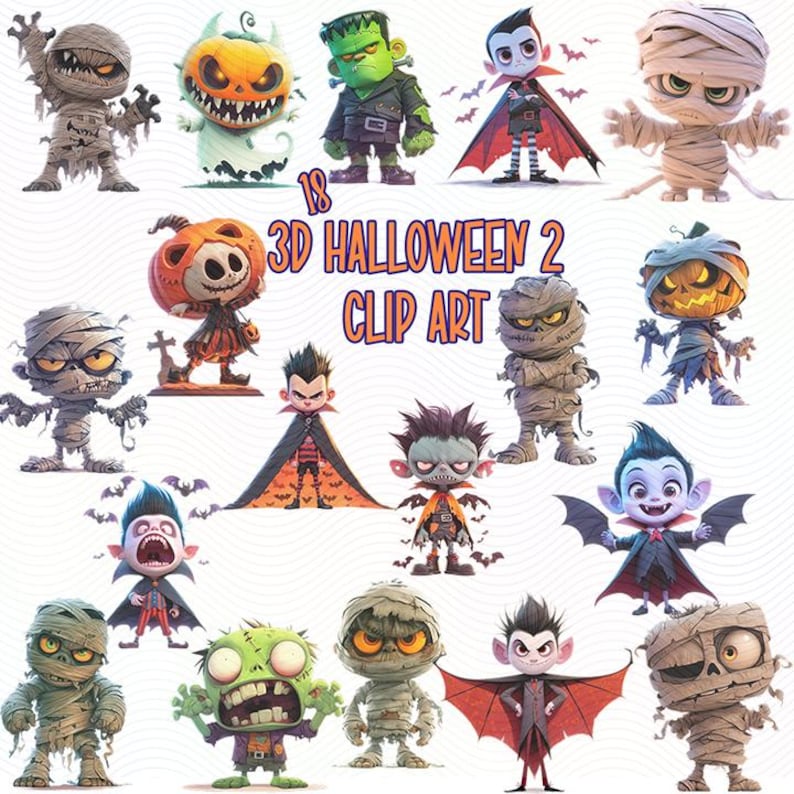 Halloween Clipart Bundle, High Resolution 3D Halloween Clip Art, Spooky ...