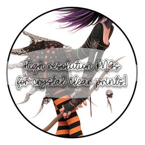 Cute Witch Clip Art Set, Halloween Witchy PNG Graphics, Whimsical Witch ...