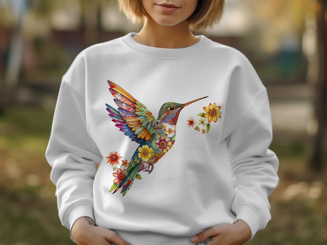 Colorful Hummingbird Sublimation Design, High Resolution PNG, Floral ...