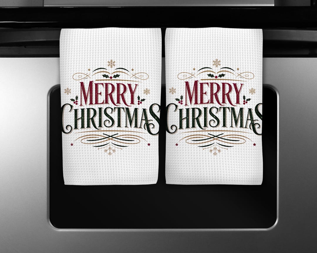 Kitchen Towel Design: Merry Christmas Holiday Typography (PNG Digital ...