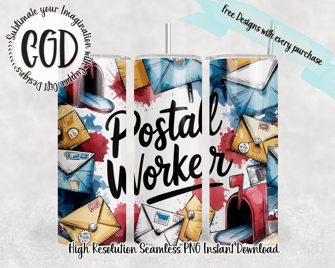 Postal Worker 20 Oz Skinny Tumbler Wrap Sublimation Design, Mail ...