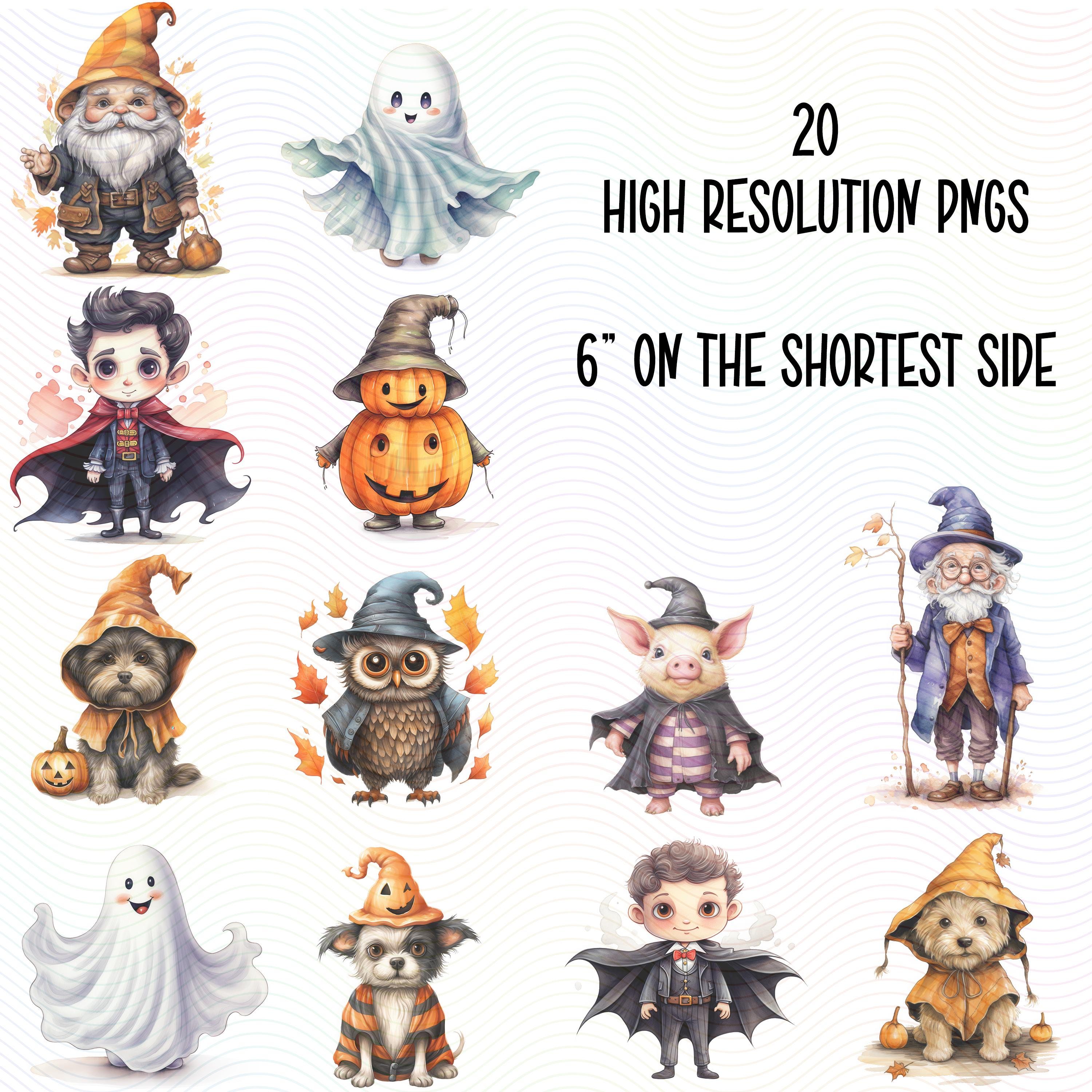 Cute Halloween Friends Clip Art Bundle, High Resolution Clipart for ...