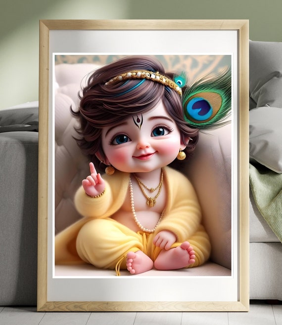Cute Baby Krishna Photo Laddu Gopal Hare Krishna High Quality Jpeg Png SVG Printing Gifting wall Decor Pregnancy Poster Frame Etsy