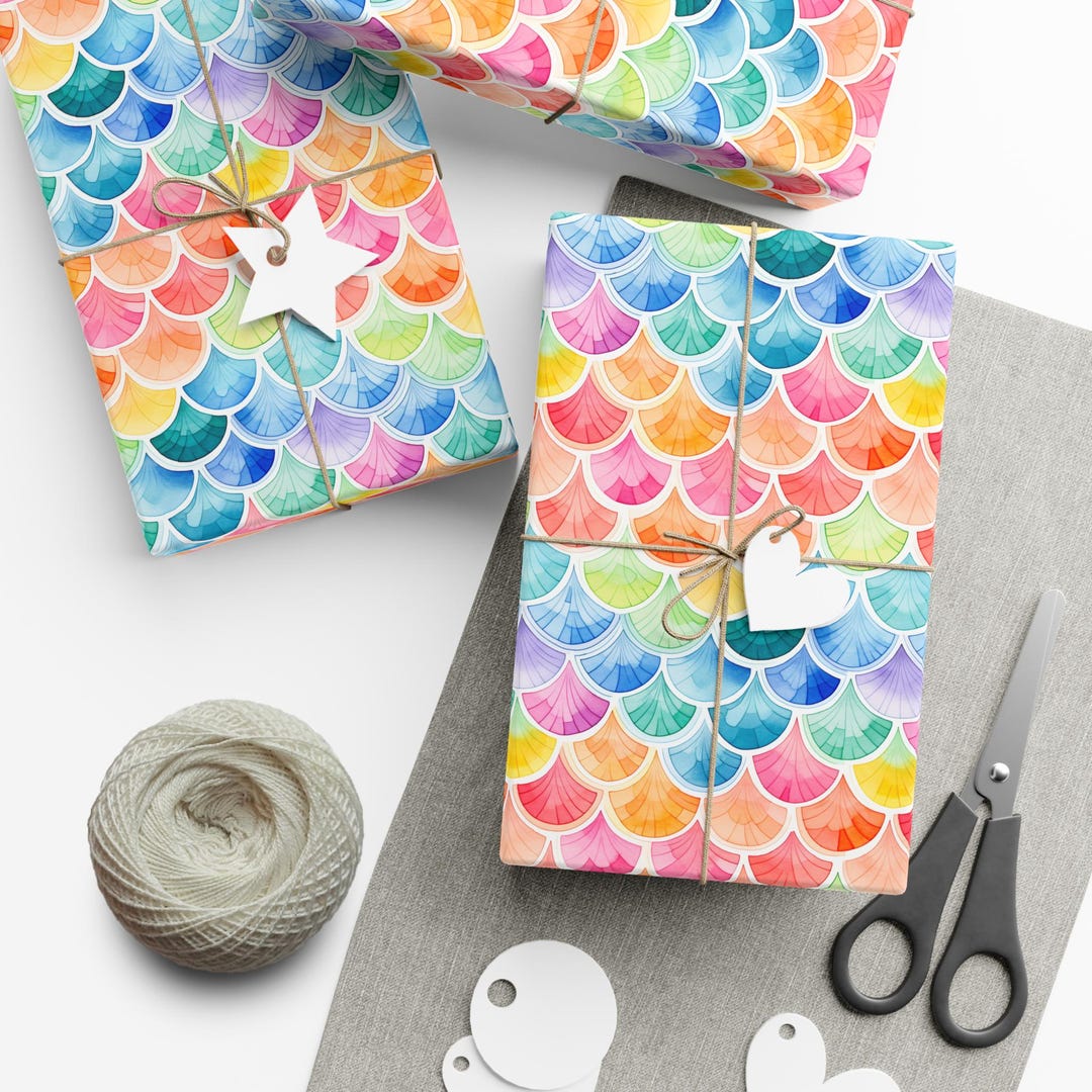 Japanese Wave Pattern Wrapping Paper, Scallop Pattern Gift Wrap ...