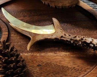 Hand-forged Stainless Steel Sickle With Antler Handle – Handle Glows in ...