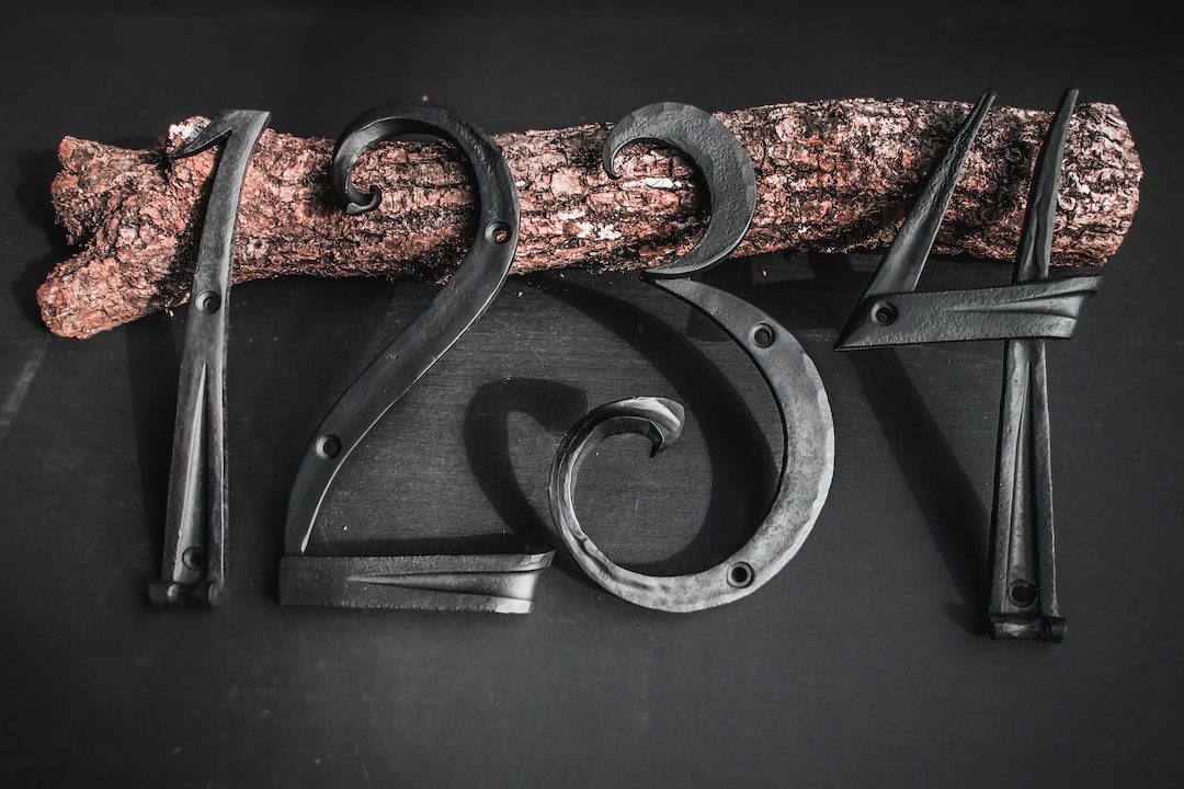 8'' Large Metal House Numbers. Hand Forged Iron House Number. 8 Inch ...