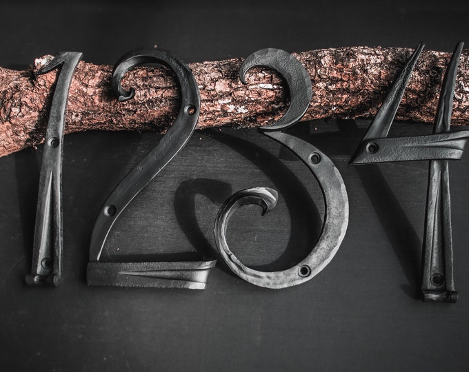 8'' Large Metal House Numbers. Hand Forged Iron House Number. 8 Inch ...