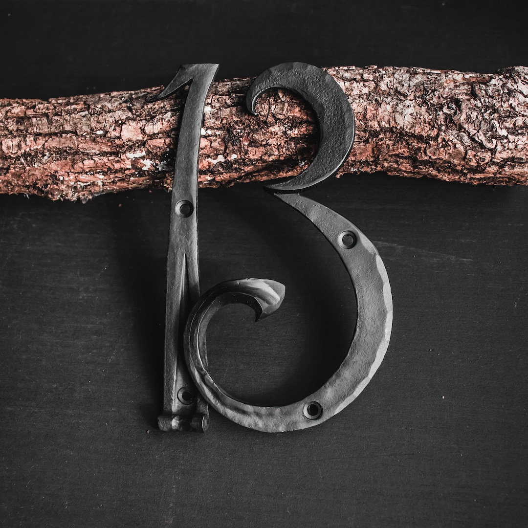 10'' Modern House Numbers Hand Made in USA. Forged Iron Numbers Address ...