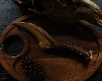 Hand-forged Stainless Steel Sickle With Antler Handle – Handle Glows in ...