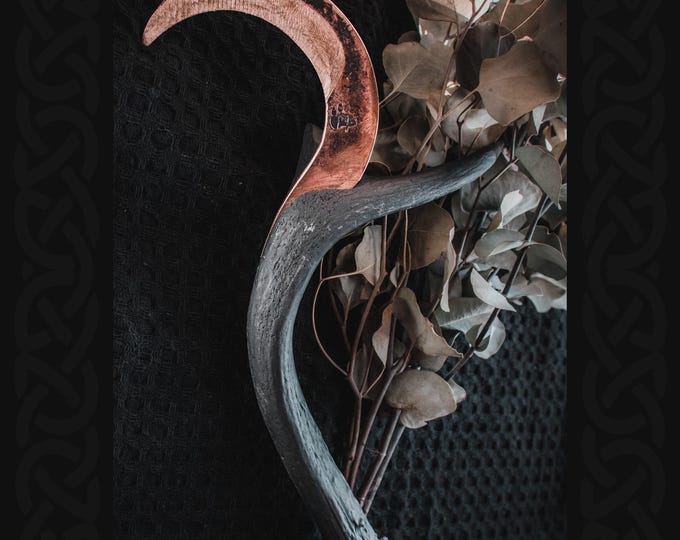 Artisan Hand-forged Bronze Herb Sickle With Antler Handle - Etsy