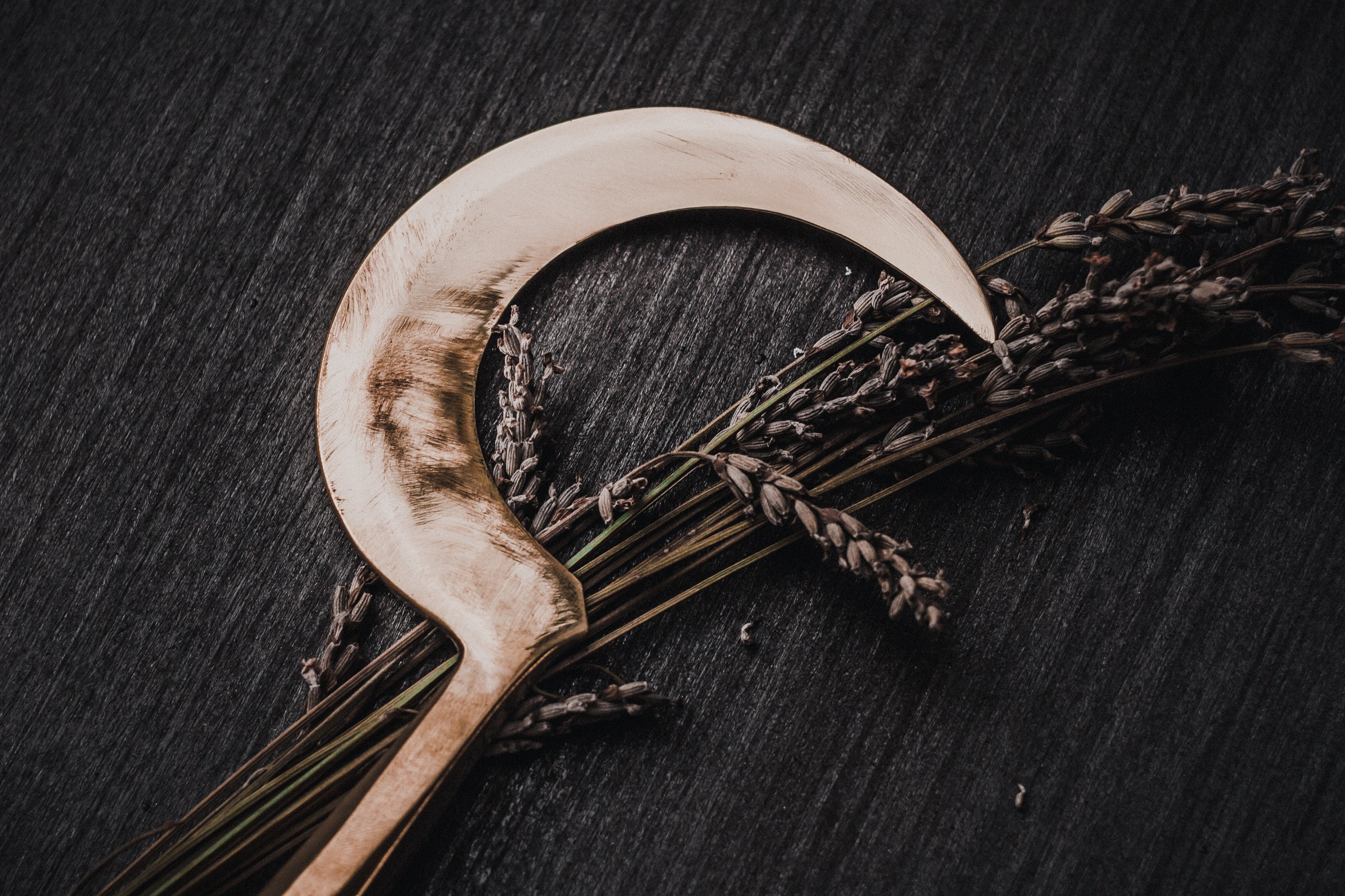 Artisan Hand-forged Bronze Herb Sickle With Antler Handle Glows in the ...