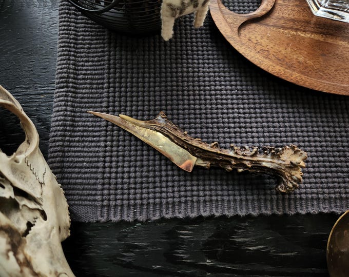 Artisan Hand-forged Bronze Herb Sickle With Antler Handle - Etsy