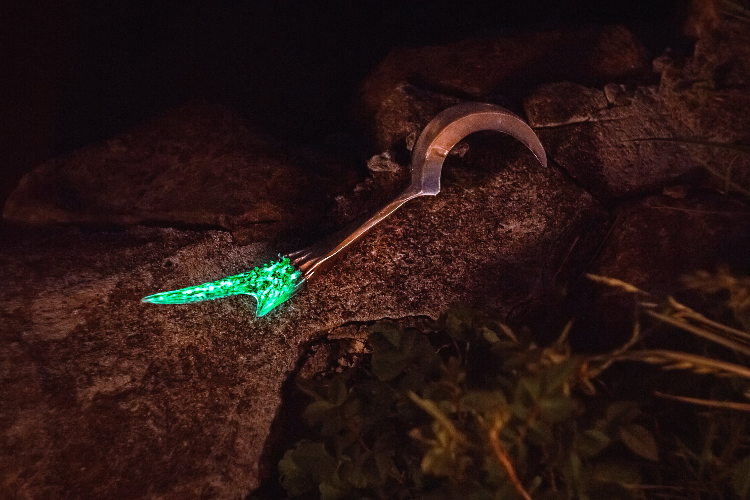 Handcrafted Bronze Herb Sickle With Antler Handle Illuminating Nature's ...