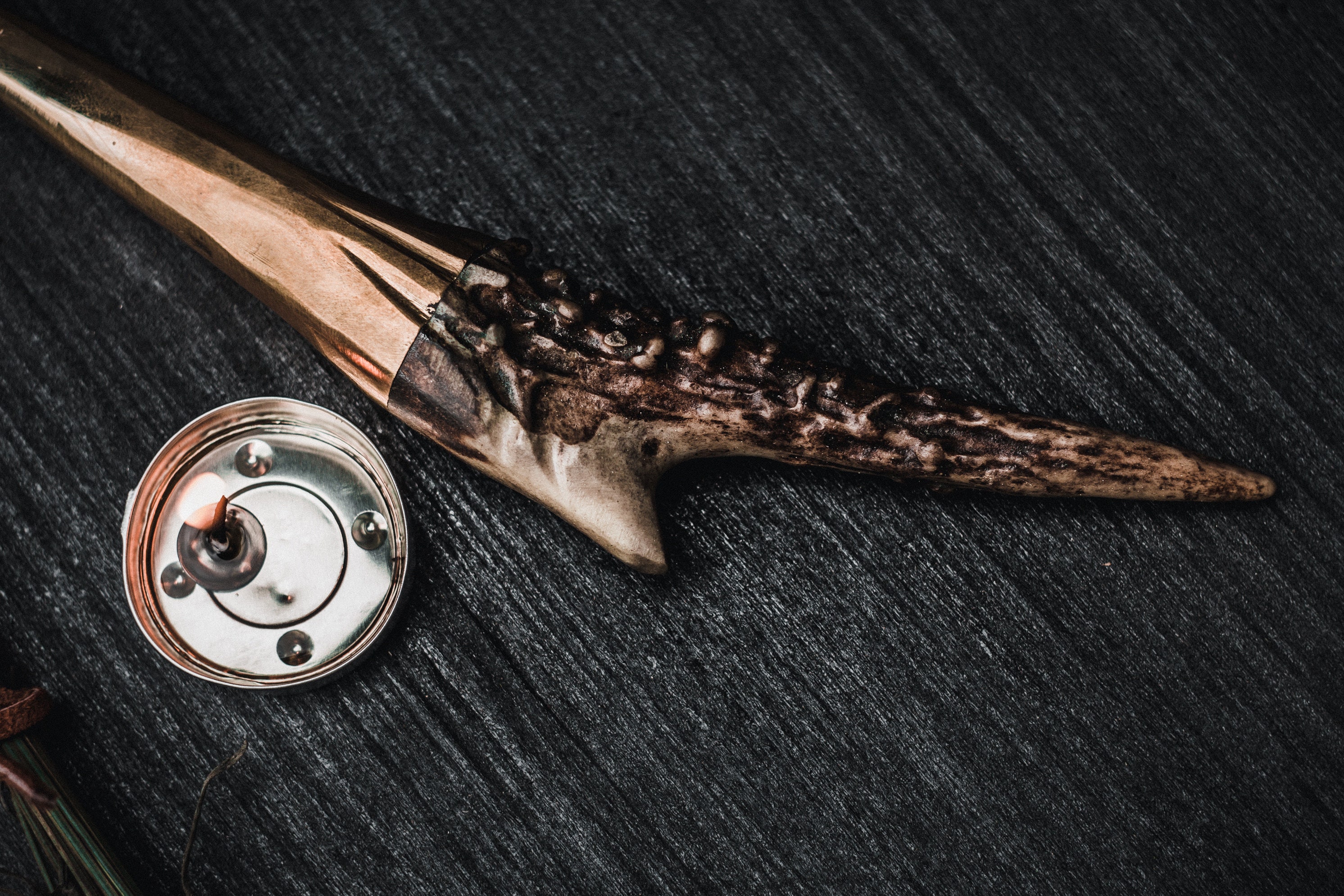 Handcrafted Bronze Herb Sickle With Antler Handle Illuminating Nature's ...