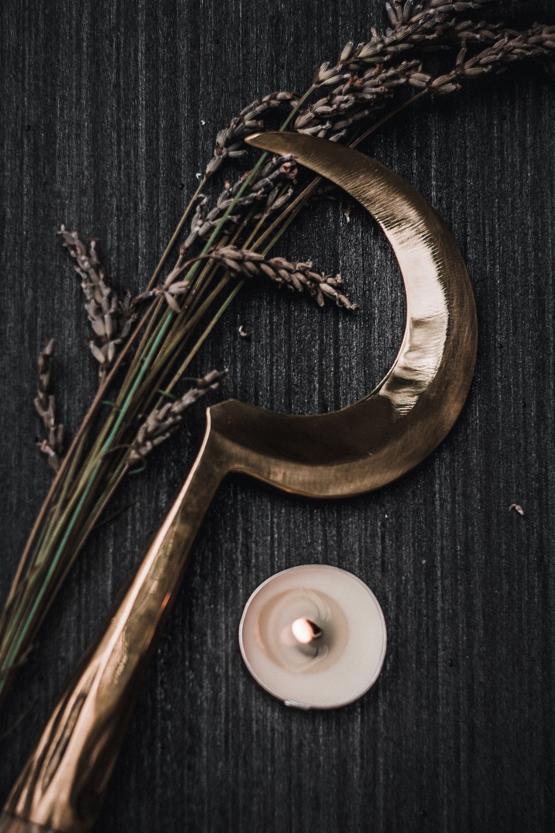 Artisan Hand-forged Bronze Herb Sickle With Antler Handle Glows in the ...