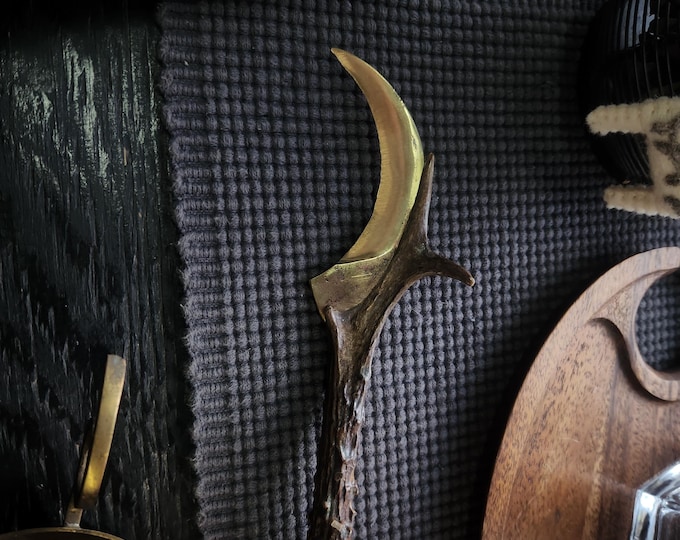 Hand-forged Bronze Ritual Sickle With Glow-in-the-dark Deer Antler ...