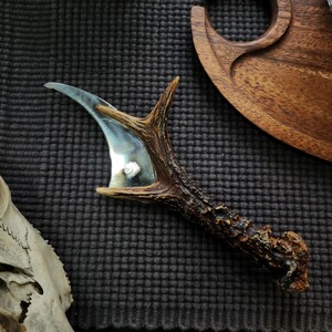 Hand-forged Stainless Steel Sickle With Antler Handle – Handle Glows in ...