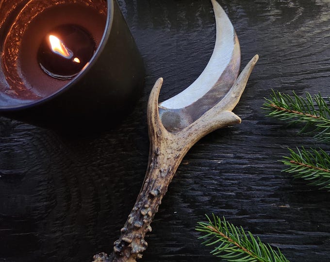 Hand-forged Bronze Sickle With Antler Handle – Handle Glows in the Dark ...