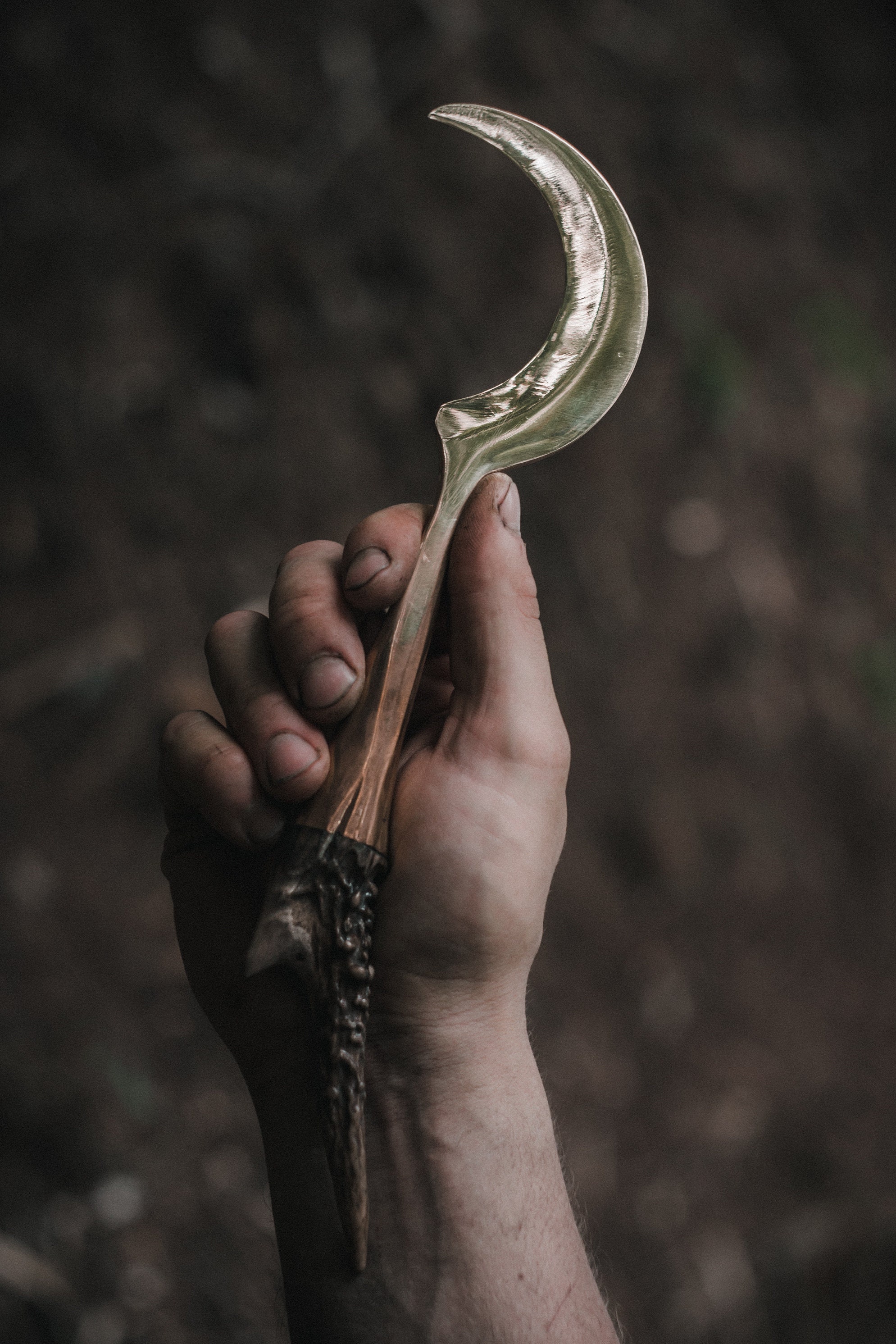 Handcrafted Bronze Herb Sickle With Antler Handle Illuminating Nature's ...