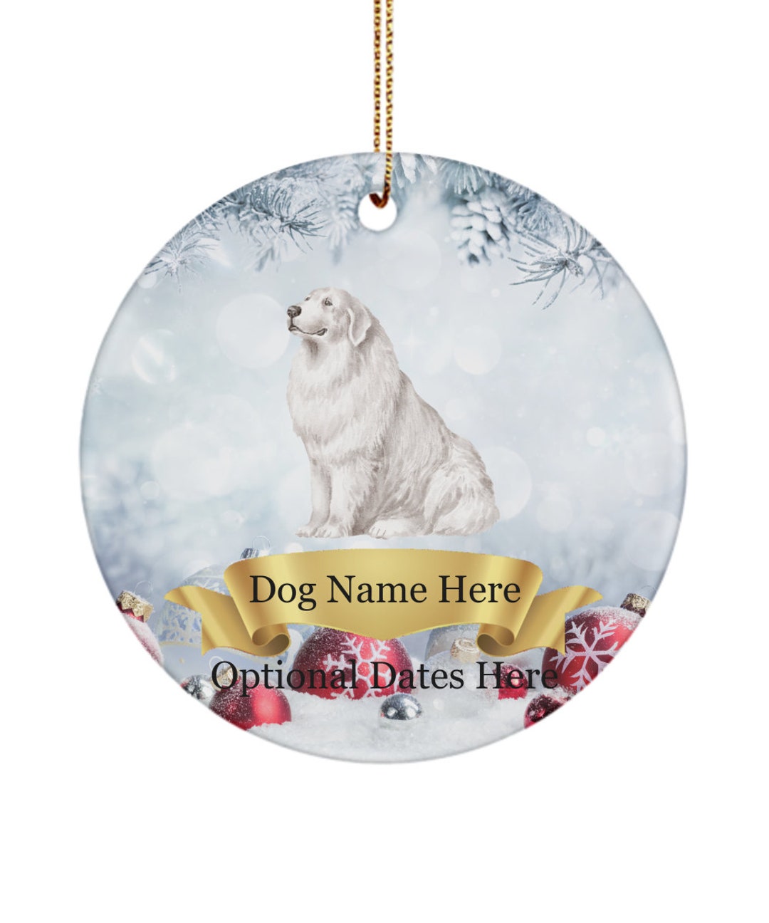 Great Pyrenees Ornament, Great Pyrenees Gifts, Personalized, Christmas ...