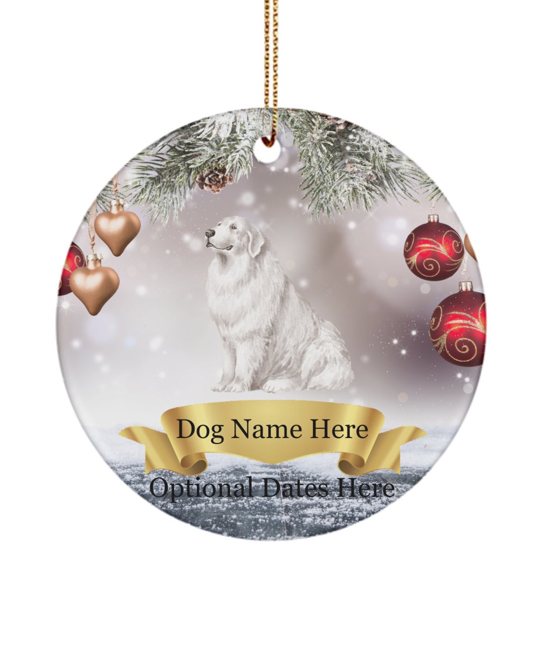 Great Pyrenees Ornament, Great Pyrenees Gifts, Personalized, Christmas ...