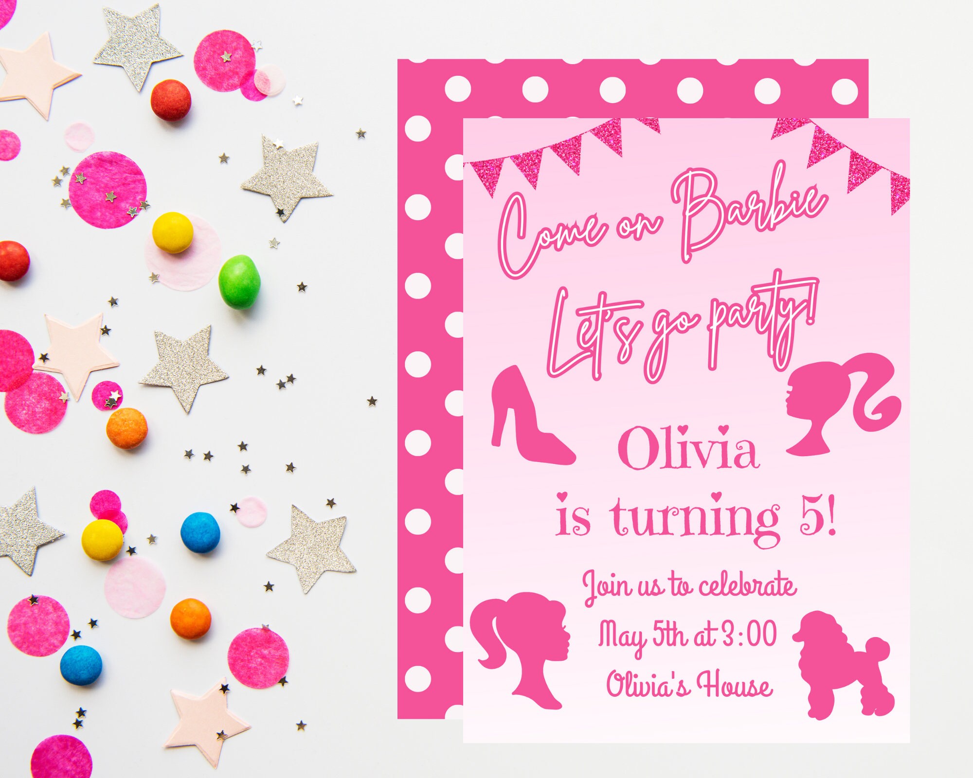 Barbie Birthday Party Invitation Come on Barbie Let's Go Party Digital ...