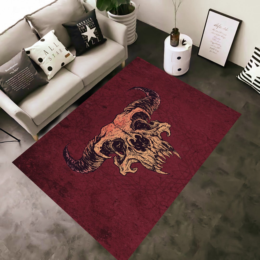 Satanic Rug, Demon Rug, Gothic Rug, Skull Rug, Horror Decor,art Rug ...