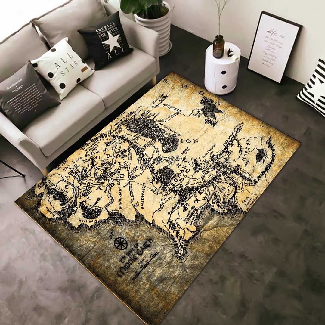 LOTR Rug,middle Earth Map Rug,lotr Map Rug,map Rug,awesome Rug,unique ...