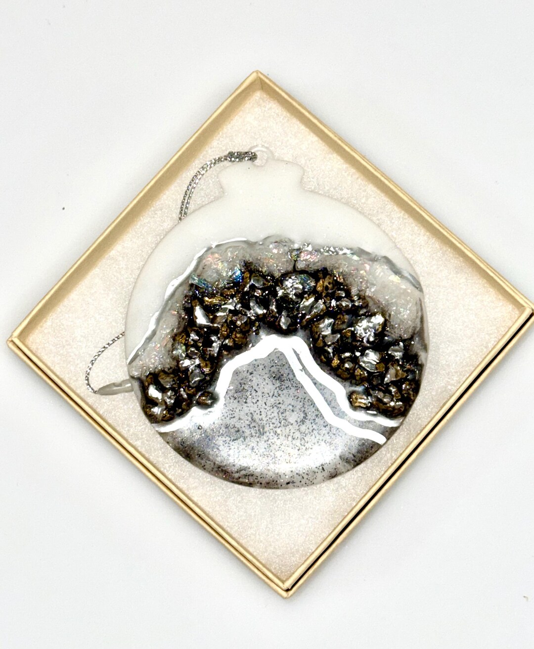 Geode Style Christmas Tree Ornaments, Handmade Geode Christmas ...