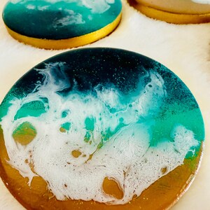 Resin Ocean Coasters: Coastal Wood Base Coasters, 4 Inch - Etsy