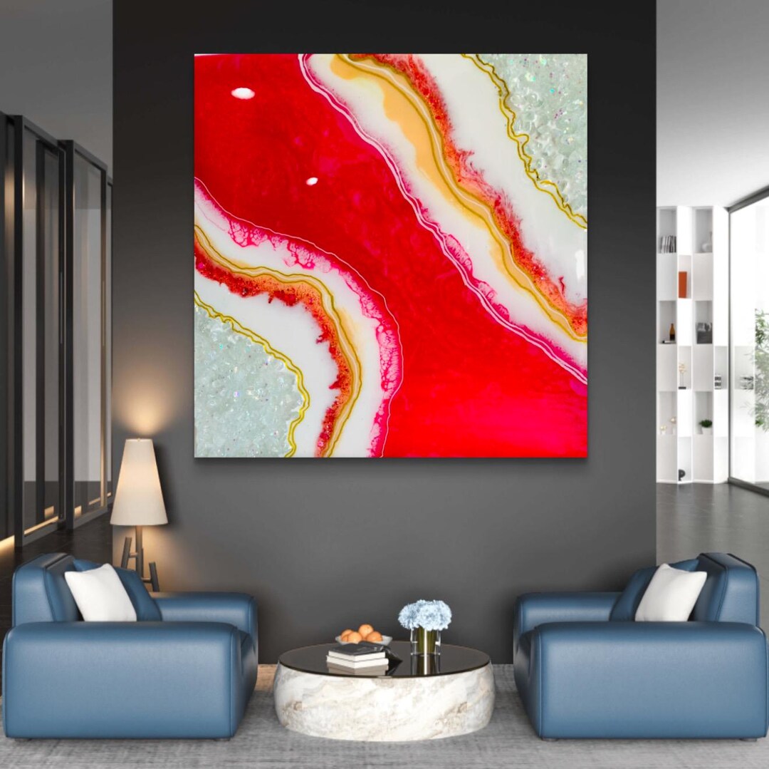 Geode Crystal Wall Art L Pinkish White Geode Art L Geode Home Decor ...