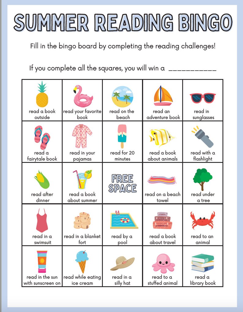 Summer Reading Bingo Printable | Summer Reading Challenge | Digital ...