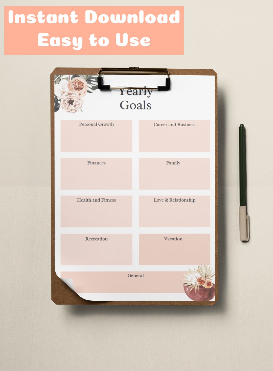 Boho Yearly Goal-setting Planner Printable Planner Goal Action Plan ...